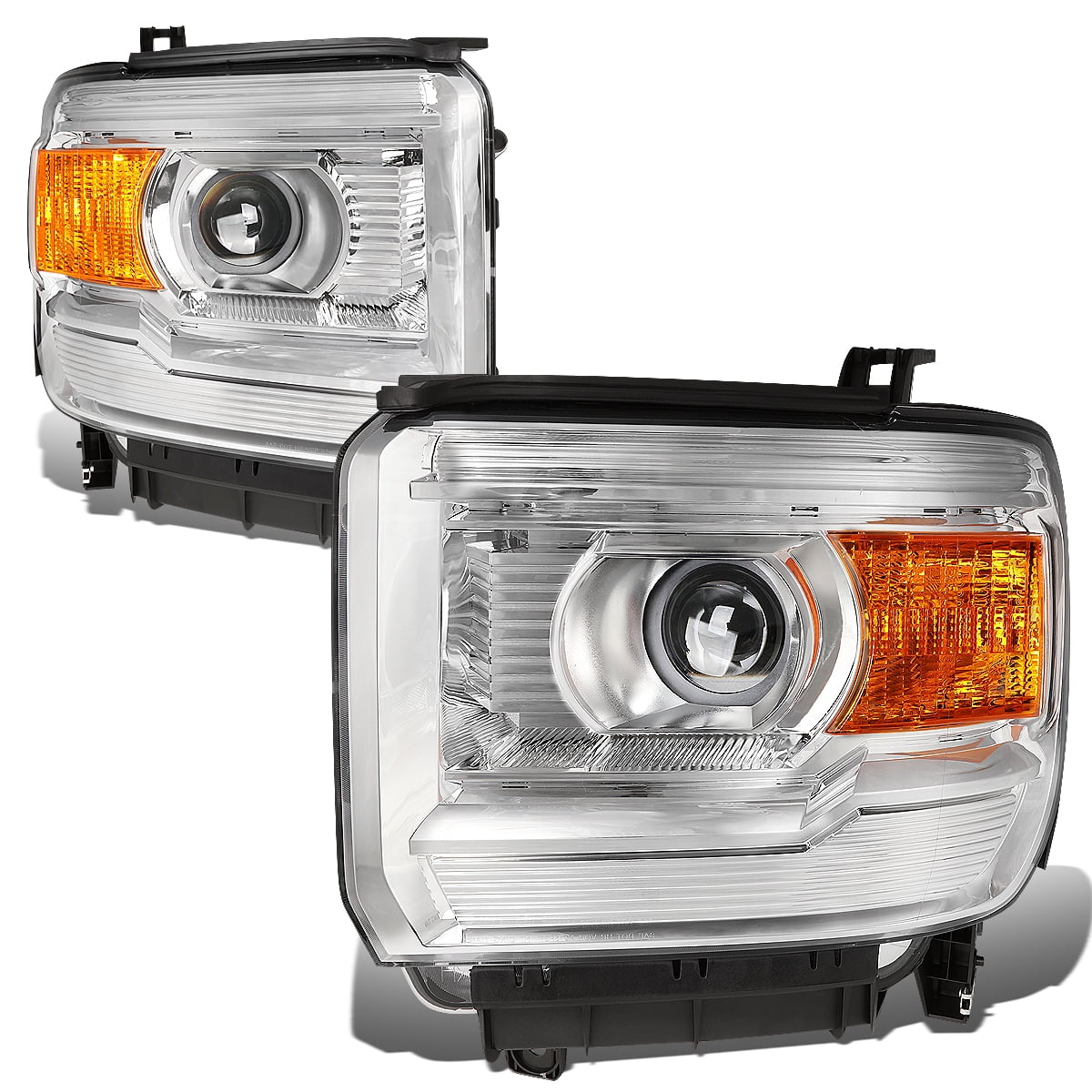 DNA Motoring HL-OH-GMCS14-CH-AM For 2014 to 2017 GMC Sierra 1500 2500HD ...