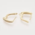 Brass Micro Pave Cubic Zirconia Hoop Earring Findings with Latch Back ...