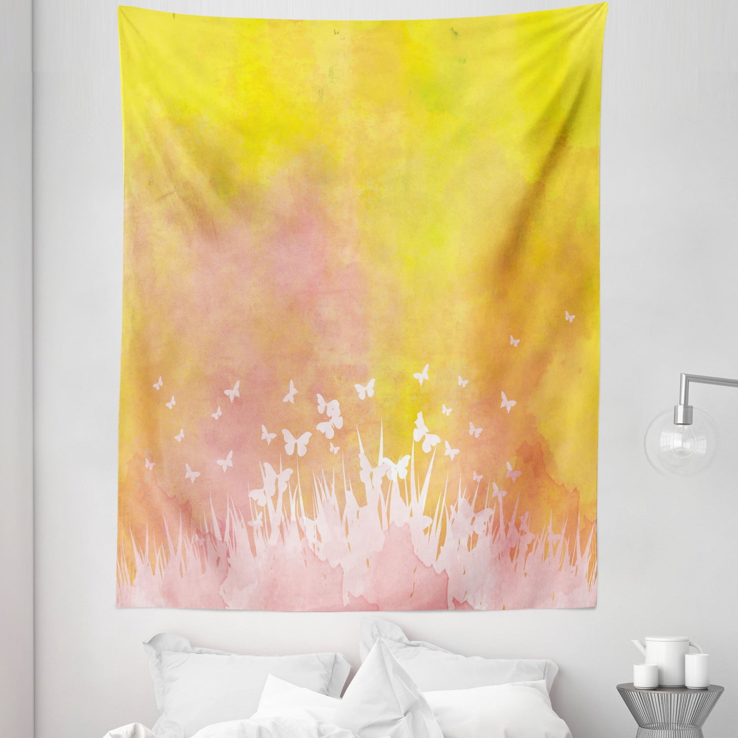 Spring Tapestry, Spring Meadow with Silhouette of Flower Grass and ...