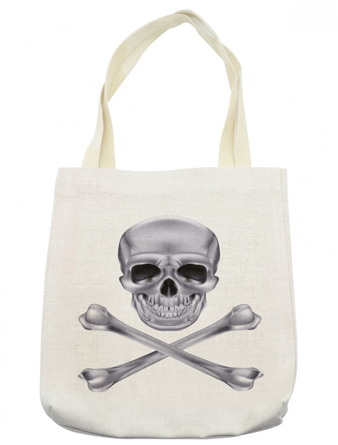 Grey Tote Bag, Vivid Skull and Crossed Bones Dangerous Scary Dead ...