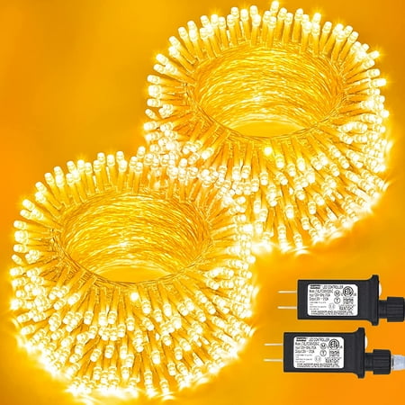 2 Pack 100 LED Warm White Christmas Lights, 33ft Connectable Christmas ...