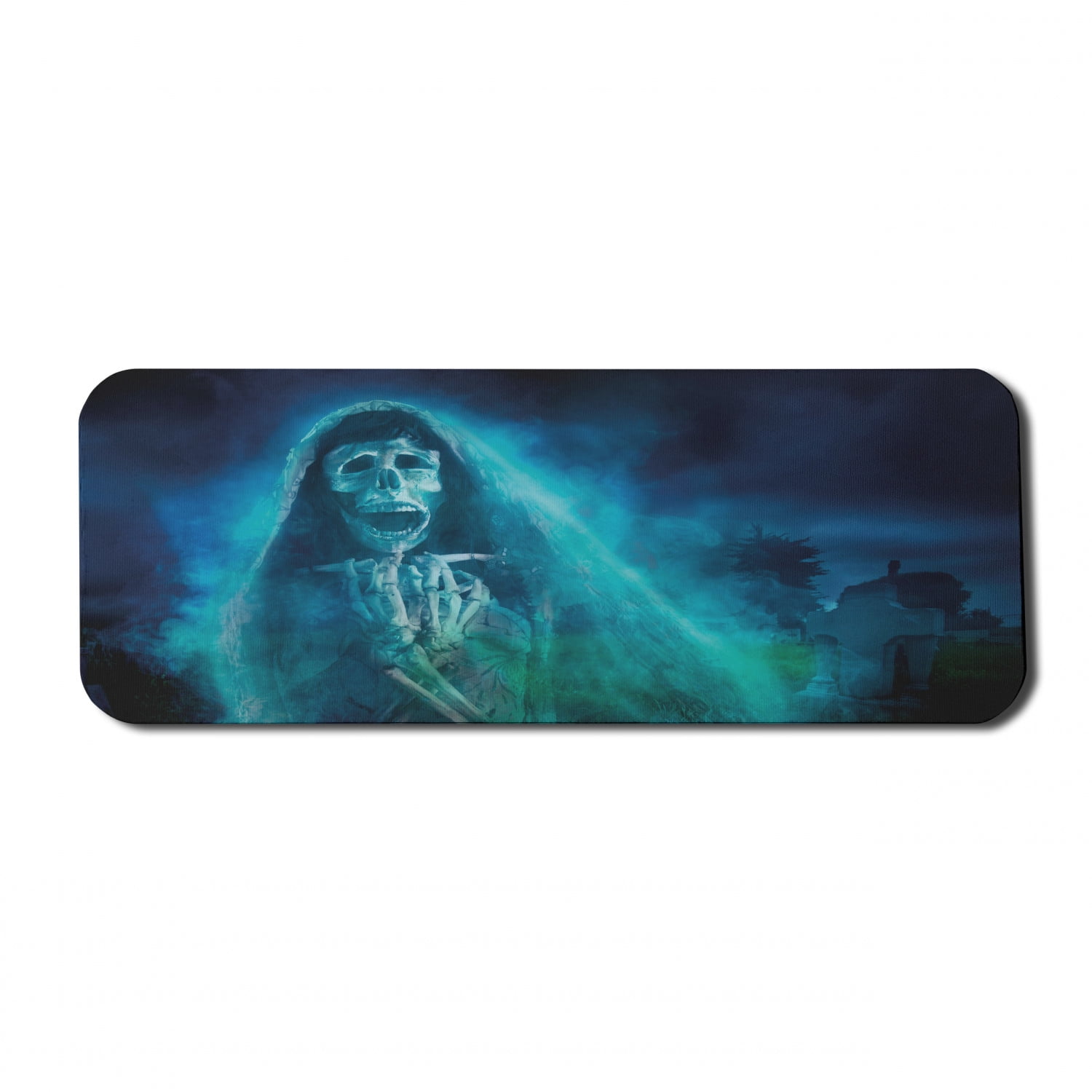 Halloween Computer Mouse Pad, Gothic Dark Backdrop a Dead Ghost Skull ...