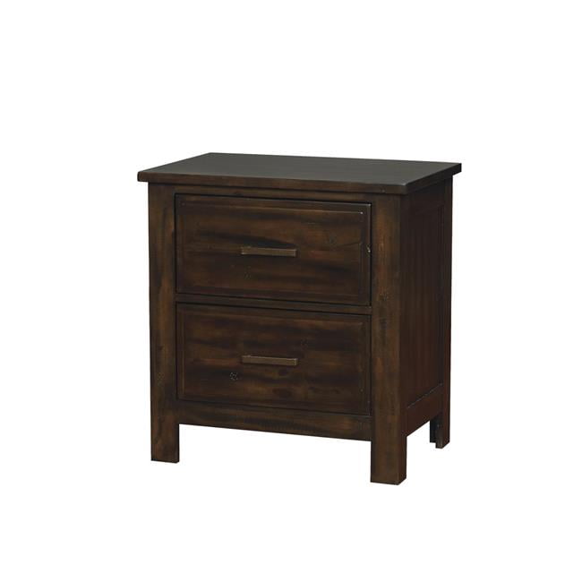 Benzara Transitional Solid Wood Night Stand With Two Drawers, Dark ...