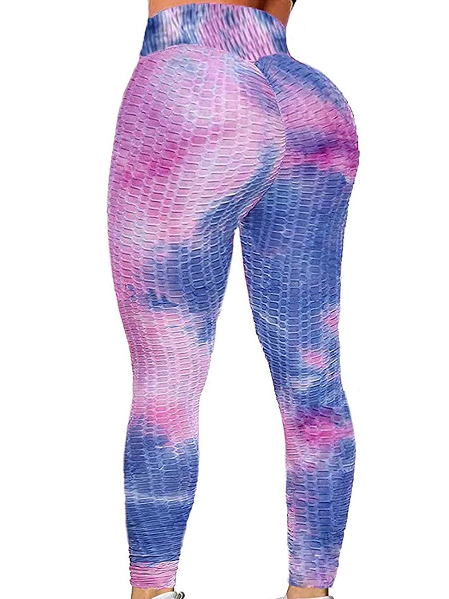 FITVALEN Women High Waisted Booty Yoga Pants Ruched Textured Tummy ...