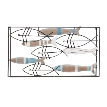 DecMode Black Metal Indoor Outdoor Wire Fish Wall Decor (6 Count ...