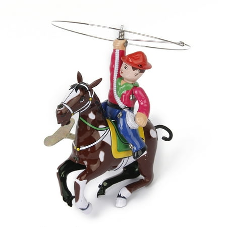 Vintage Wind Up Tin Toy Cowboy on Horse w/ Whip Spinning Lasso ...