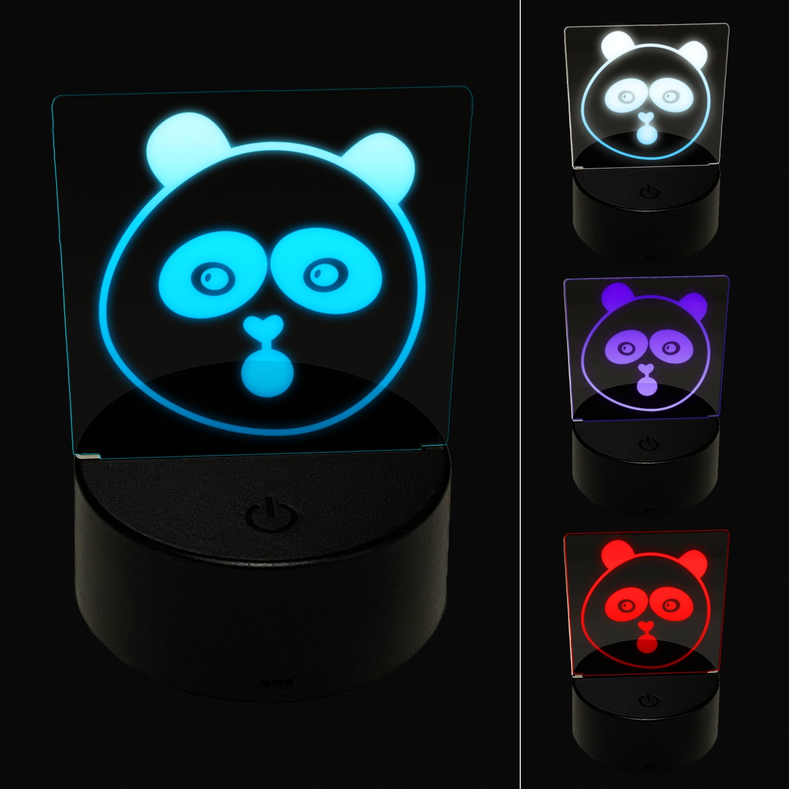 Surprised Panda Face Shocked LED Night Light Sign 3D Illusion Desk ...