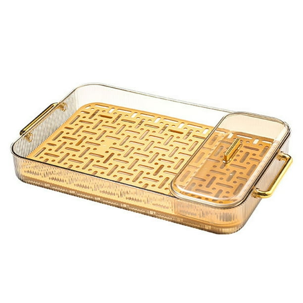 Double Layer Water Drainage Tea Tray with 2 Handle Decorative ...