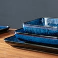 Vancasso Elegant 32 Piece Stoneware Dinnerware Set, Square Blue Dishes ...