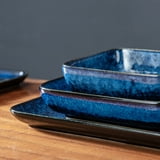 Vancasso Elegant 32 Piece Stoneware Dinnerware Set, Square Blue Dishes ...