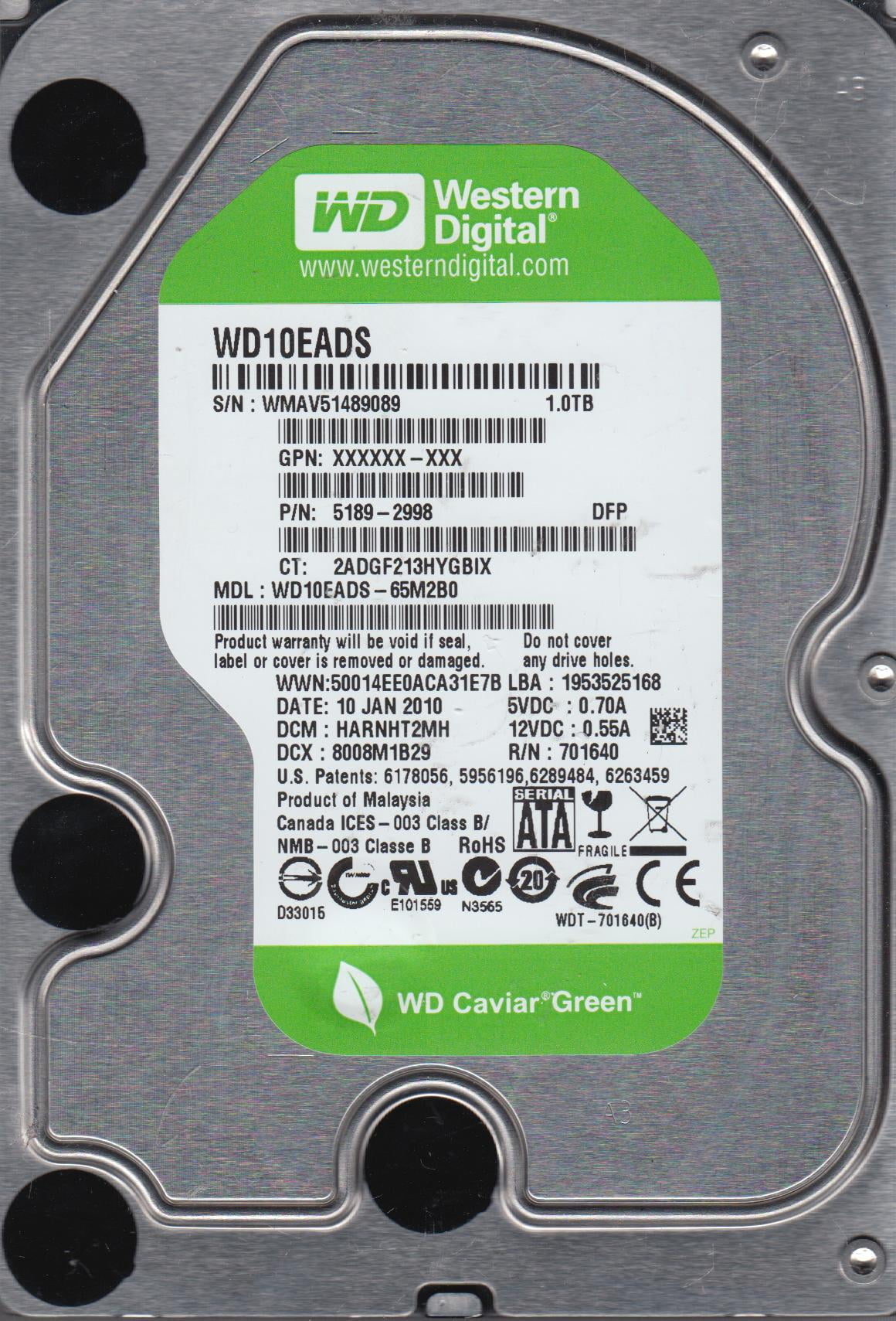 WD10EADS-65M2B0, DCM HARNHT2MH, Western Digital 1TB SATA 3.5 Hard Drive - Walmart.com