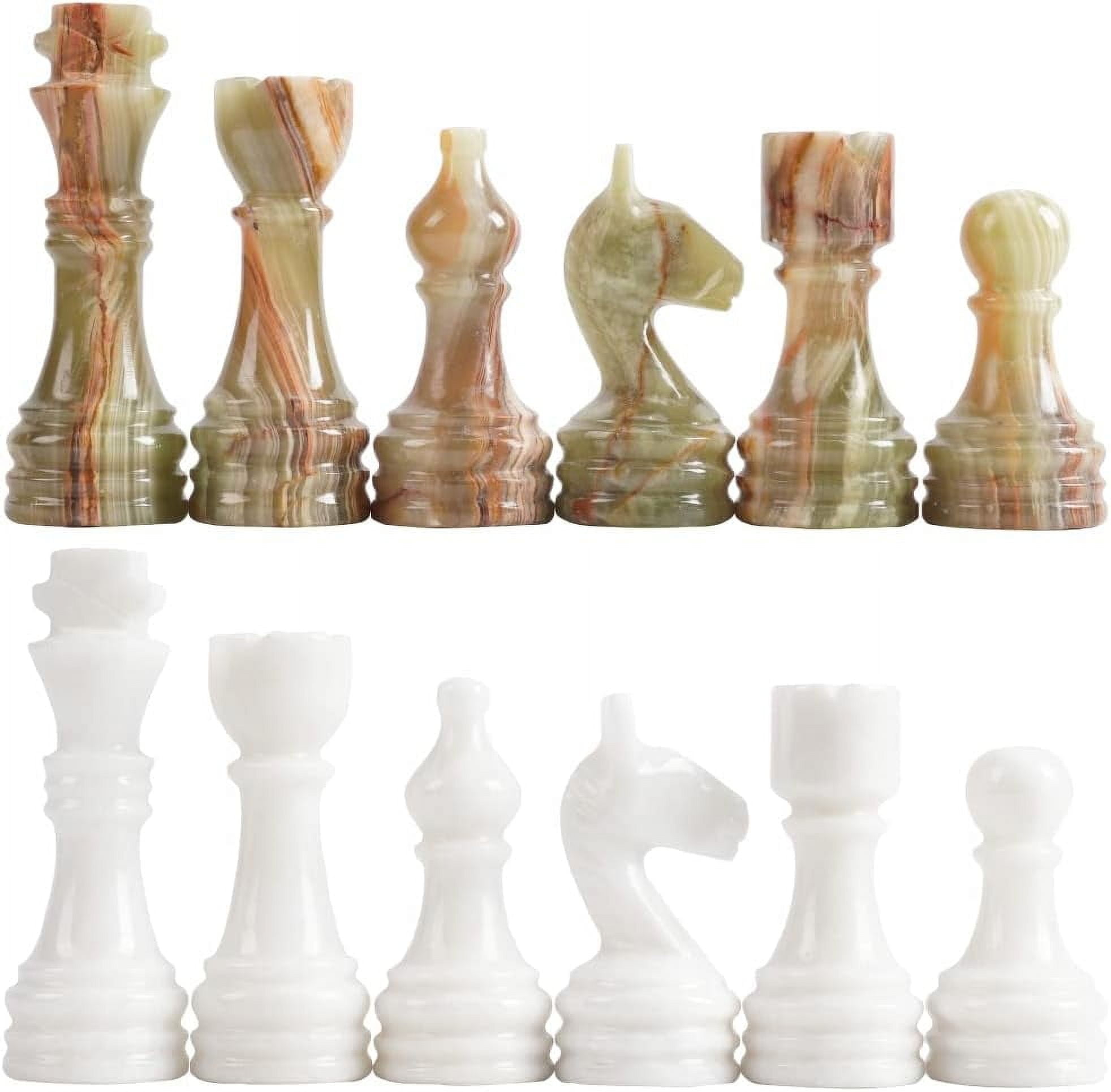 Radicaln Marble Chess Pieces White & Green 3.5" King Figures Handmade ...