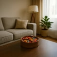 Wooden Snack Box, Walnut Fruit Tray, 3-Section Round Nut Storage Bowl ...