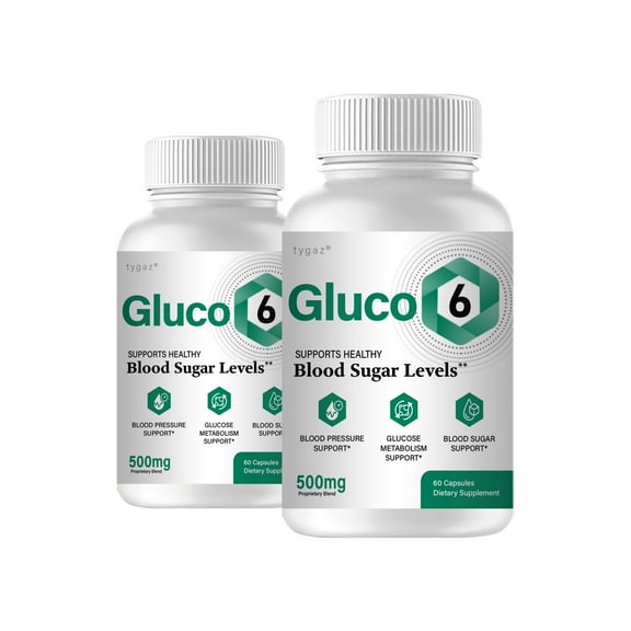 (5 Pack) Gluco 6 Capsules - Blood Sugar & Pressure Support Pills ...