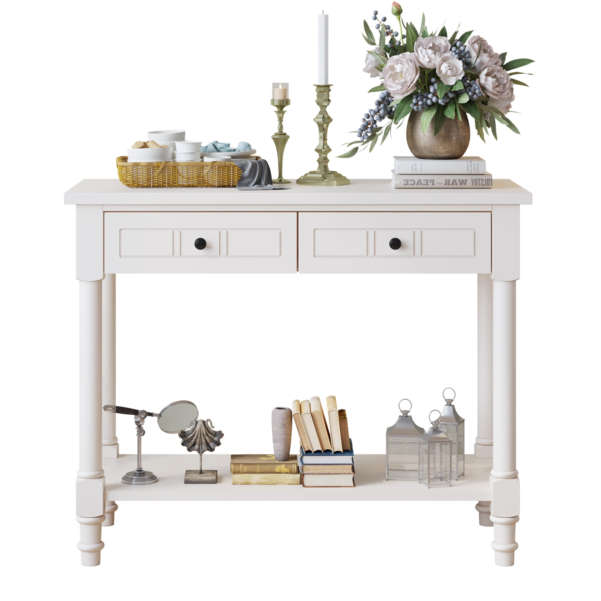 Zimtown Console Table with Storage Drawers, Solid Accent Sofa Table ...