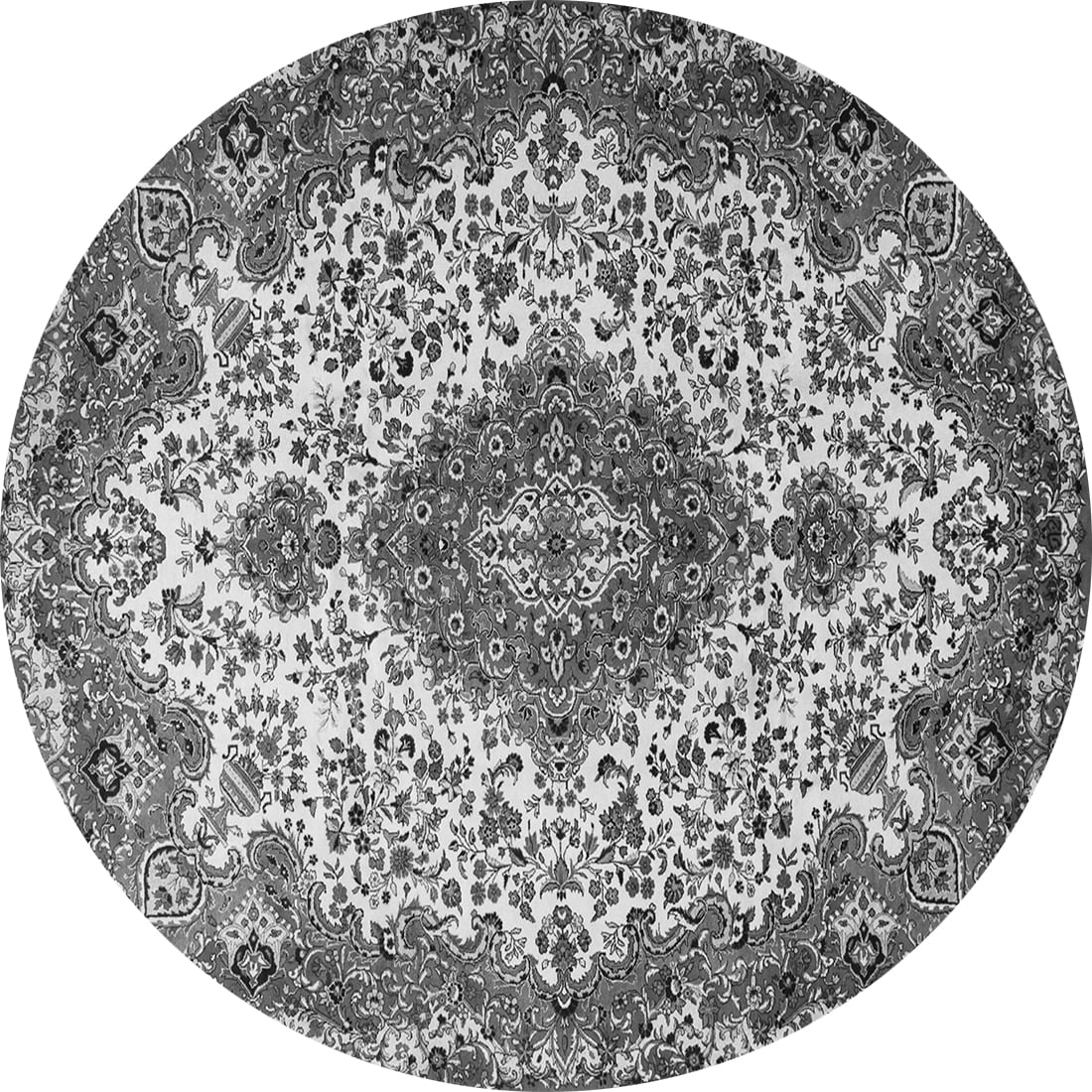 Ahgly Company Indoor Round Medallion Gray Traditional Area Rugs, 4 ...