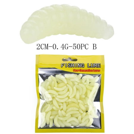 mmirethe 50pcs/bag 2cm Soft Bread Bug Bionic Grubs Trout Lures Plastic ...