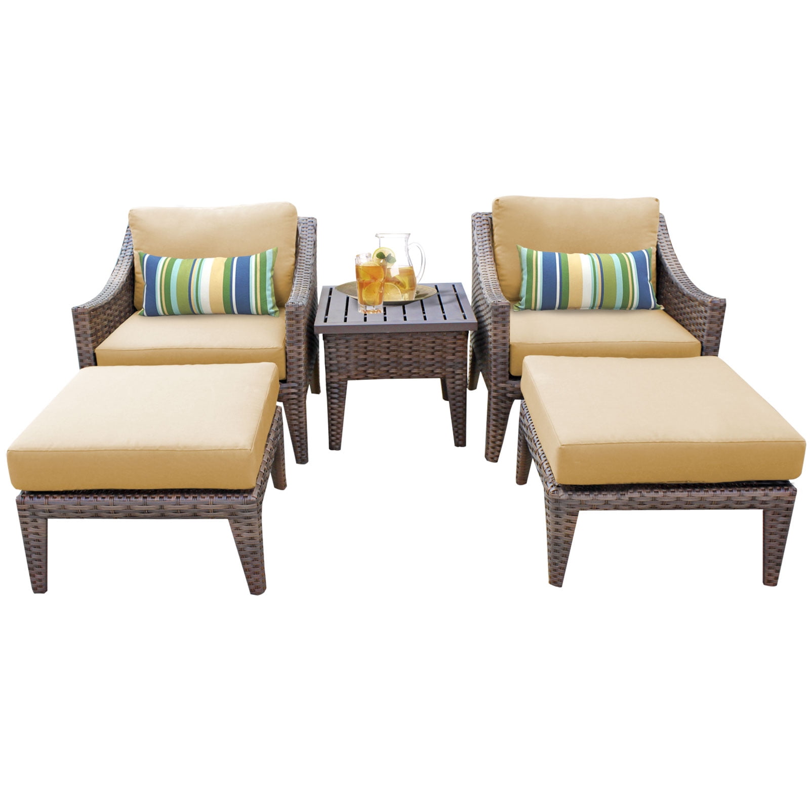 Soho 5 Piece Outdoor Wicker Patio Furniture Set 05e - Walmart.com