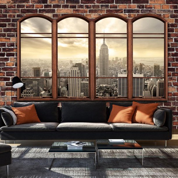 Tiptophomedecor Peel and Stick Wallpaper Wall Mural - New York Window ...