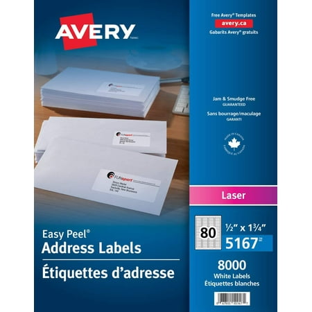 Avery Address Labels with Easy Peel for Laser Printers, 1-3/4" x 1/2 ...