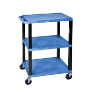 Luxor 300 lb. 24" x 18" 3-Shelf Blue Utility Cart - Walmart.com