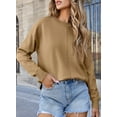 SHEWIN Womens Sweaters Casual Long Sleeve Crew Neck High-Low Hem ...