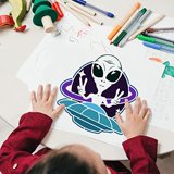 1pc Alien Stencils for Painting Reusable Alien and UFO Pattern Drawing ...