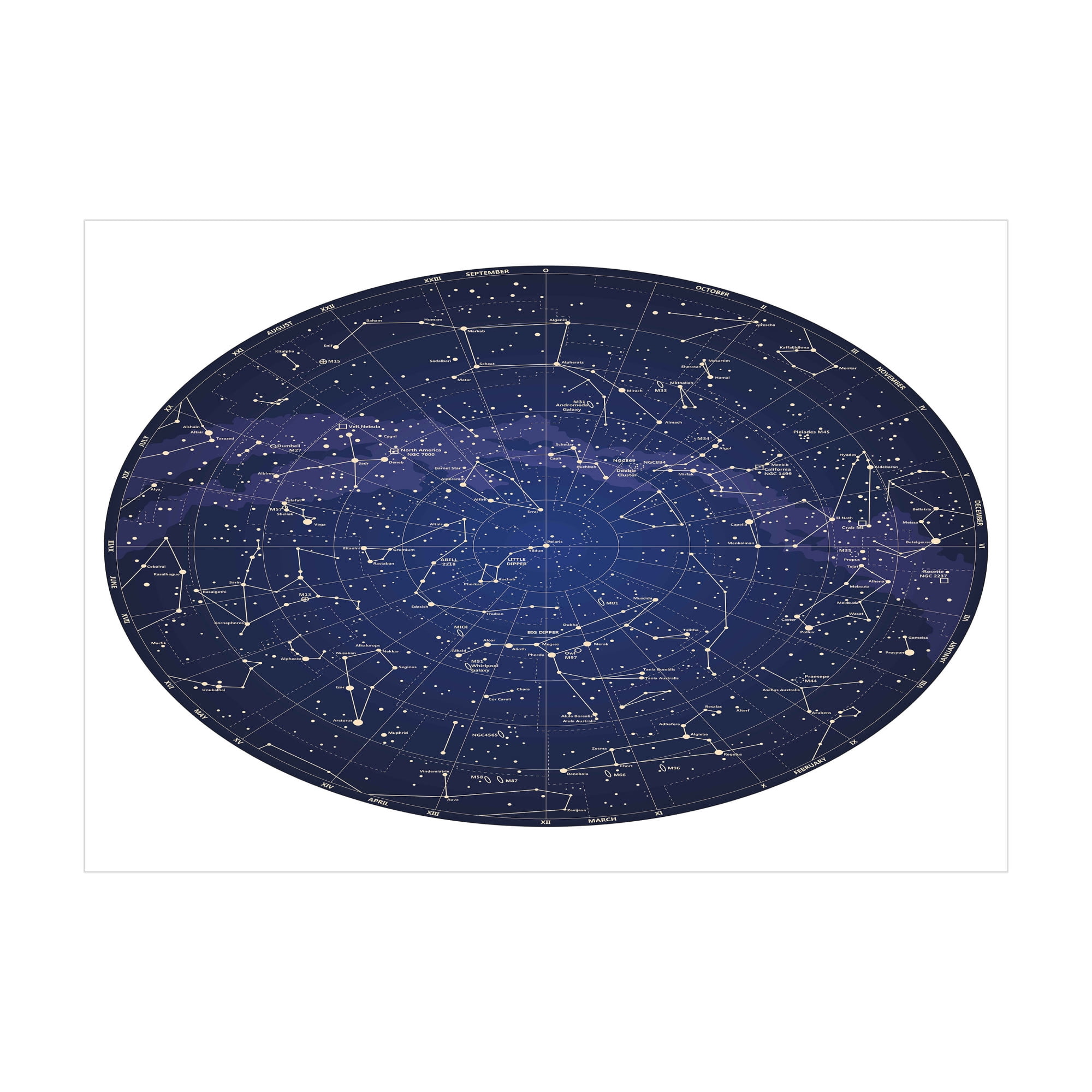 Constellation Jigsaw Puzzle, High Detailed Sky Map of Northern ...
