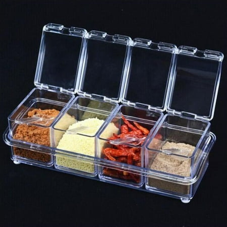 4 in 1 Seasoning Box 4 in 1 Transparent Spice Box 4 in 1 Condiment Jar ...