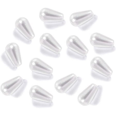 Set of 100 White Plastic Fake Teardrop Beads Imitation Water Drop Beads ...