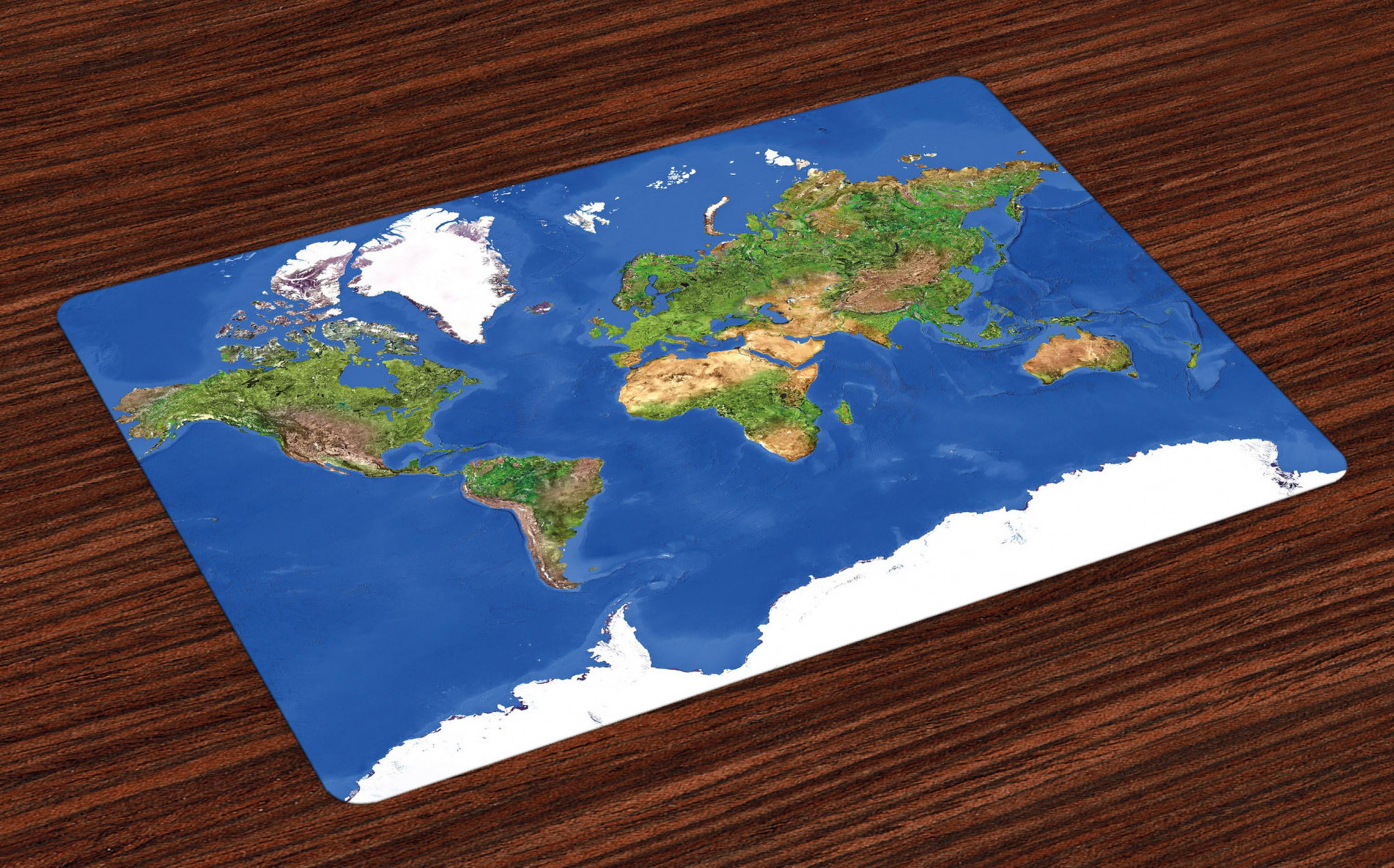 World Placemats Set of 4 Geography Cartography Theme Continents ...
