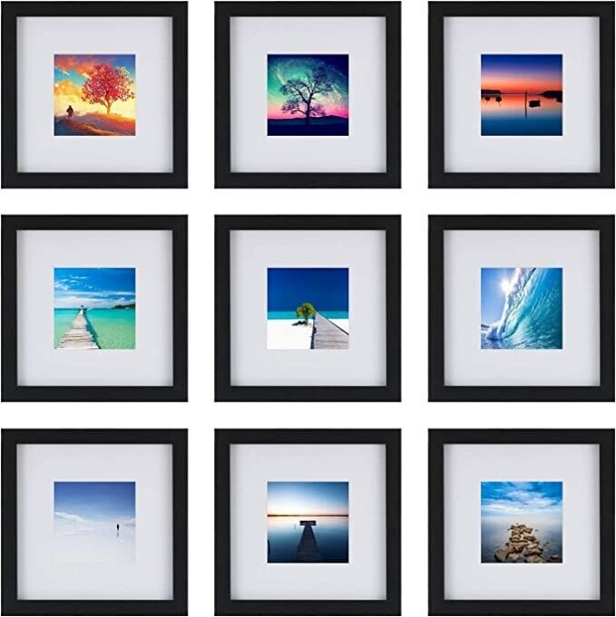 9 Pack 8x8 Picture Gallery Wall Frame Set Collage Tabletop Plastic ...