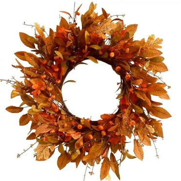 Fall Wreath Pumpkin Wreath Halloween Wreath for Front Door with Maple ...