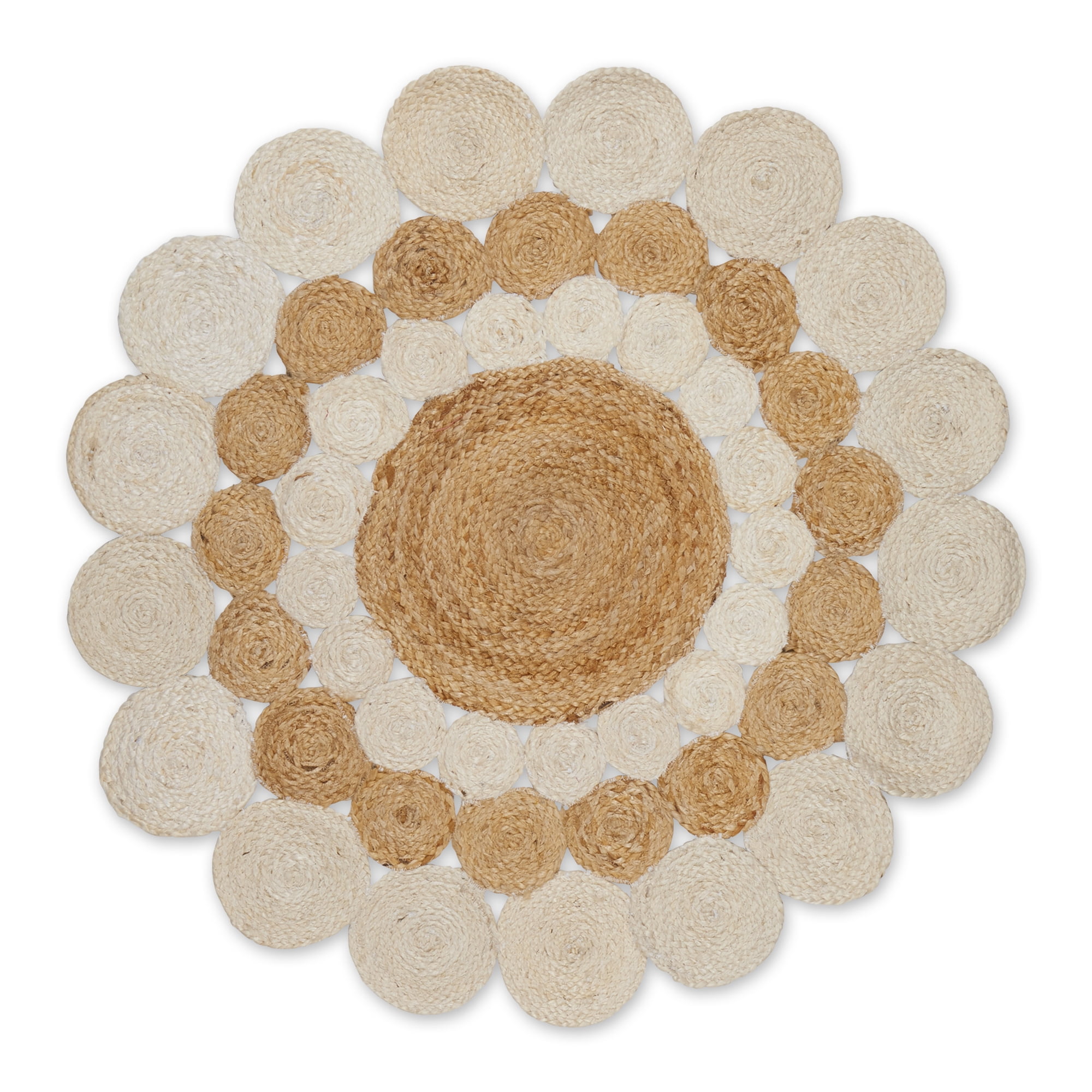 White And Natural Jute Braided Rug 3 Ft Round - Walmart.com