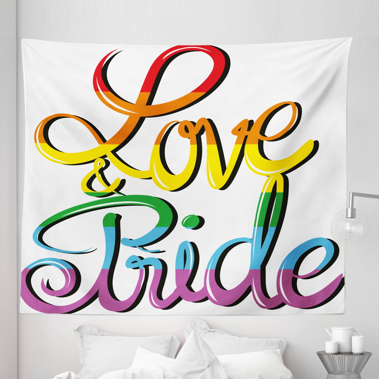 Pride Tapestry, Love and Pride Text Design Lettering Calligraphy ...