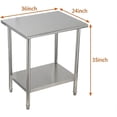 36 In x24 In Stainless Steel Work Table 0.7mm Heavy Duty Commercial ...