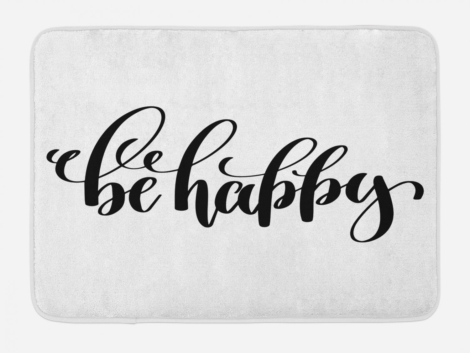Be Happy Bath Mat, Hand-written Style Lettering Calligraphic ...