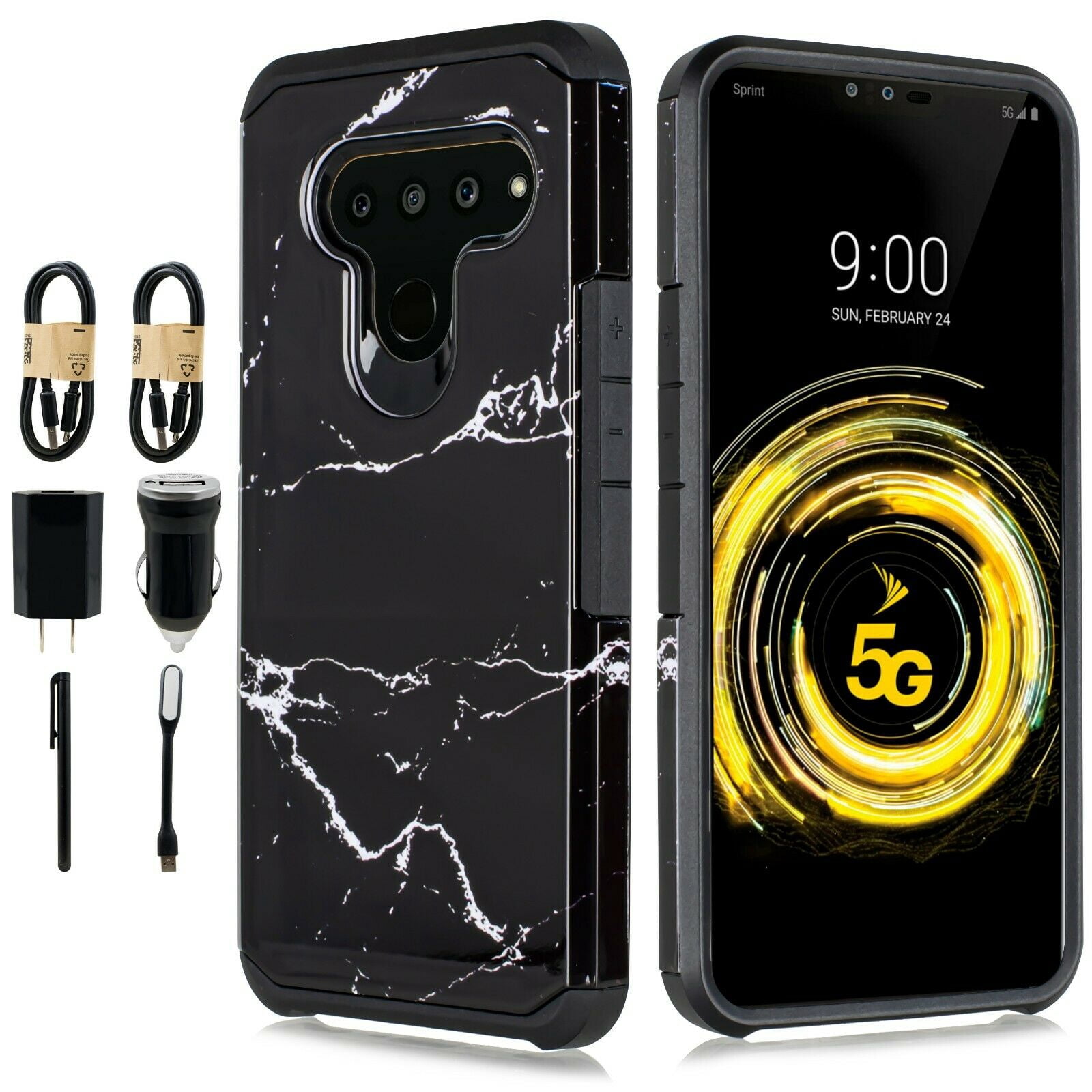 Value Pack and Case for LG V50 Case Phone Case Shock Proof Edges Hybrid ...
