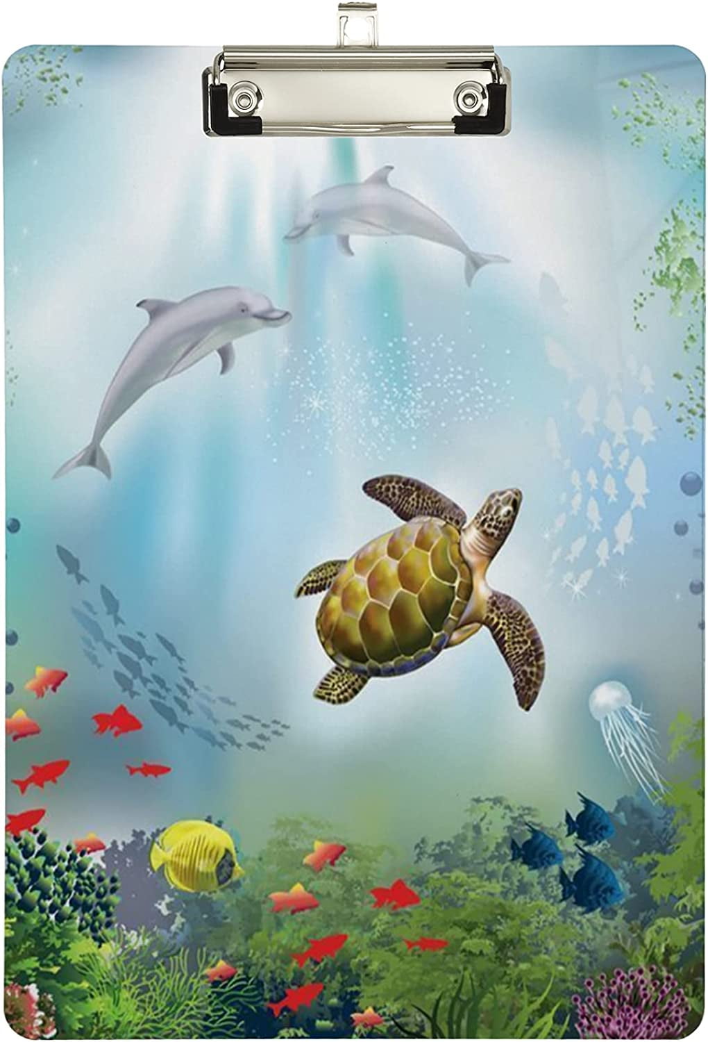 FMSHPON Underwater Couple Dolphins Sea Turtle Clipboard Hardboard Wood ...