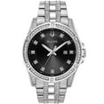 Bulova 96K105 Men's Crystal Black Dial Bracelet Watch Gift Set ...
