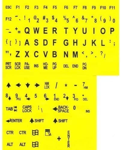 Viziflex Seels,Large Print Labels for Notebook Keyboard Black on Yellow ...