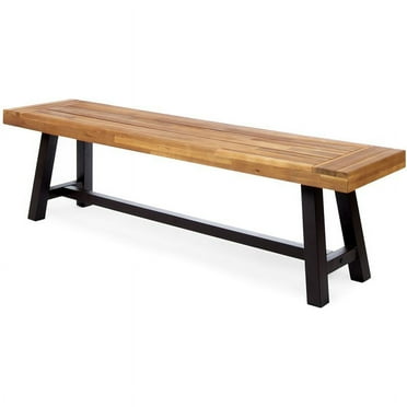 Noble House Lido Light Weight Concrete Outdoor Bench in Natural Oak ...