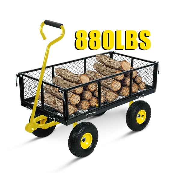 Triple Tree Steel Garden Wagon, Convertible Flatbed, Industrial Wheels ...