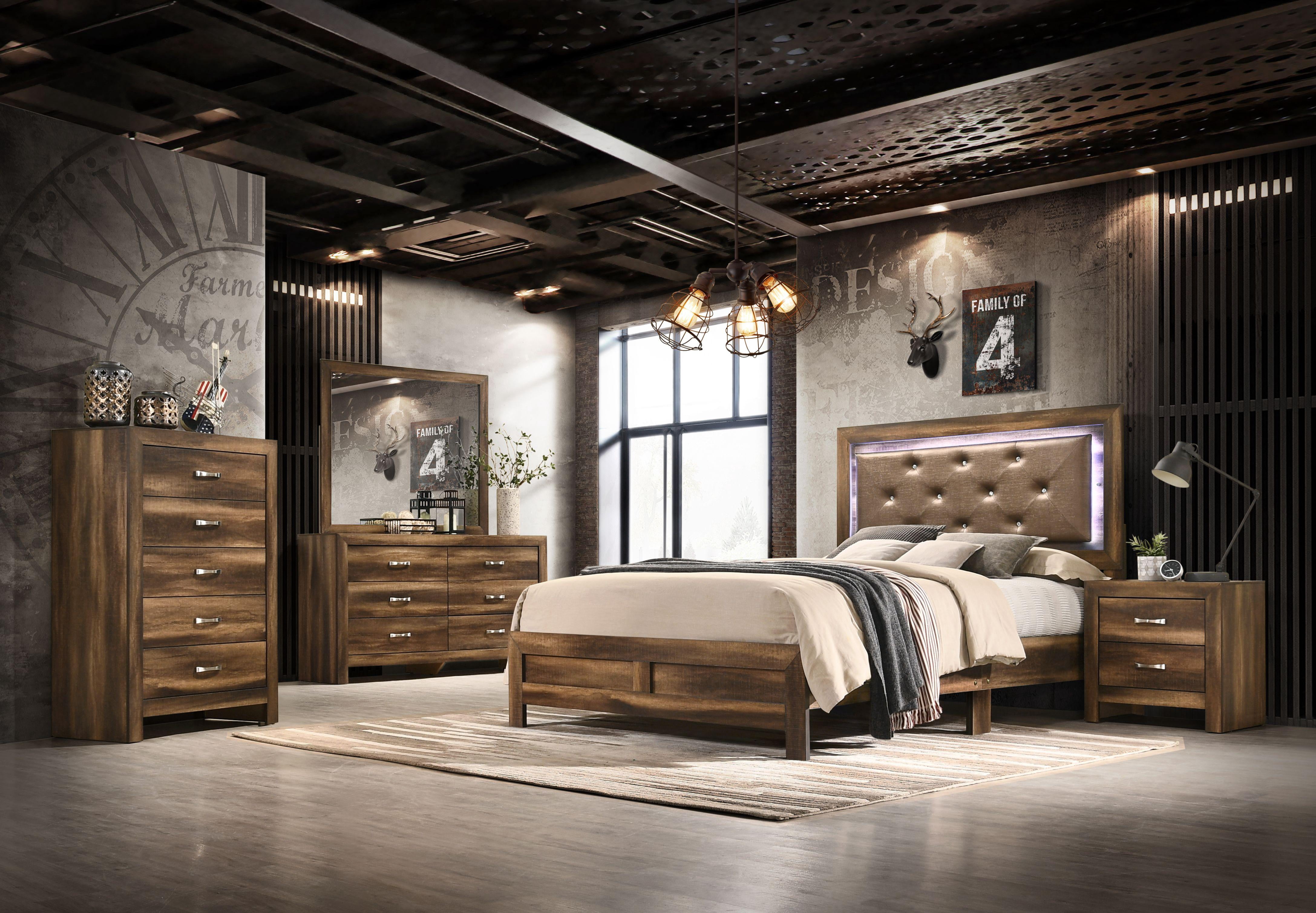 Espresso Finish Queen Bedroom Set 5Pcs Modern Cosmos Furniture ...