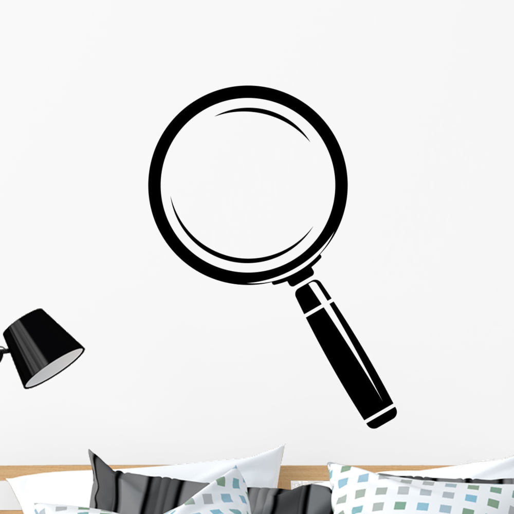 Monochromatic Magnifying Glass Icon Wall Decal by Wallmonkeys Peel and ...