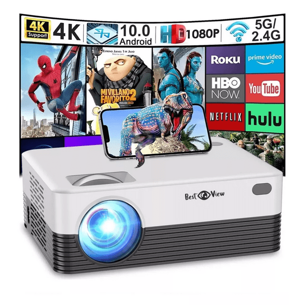 Proyector Wifi Bt Android 10 Portátil Con Pantalla 1080p 4k Blanco ...