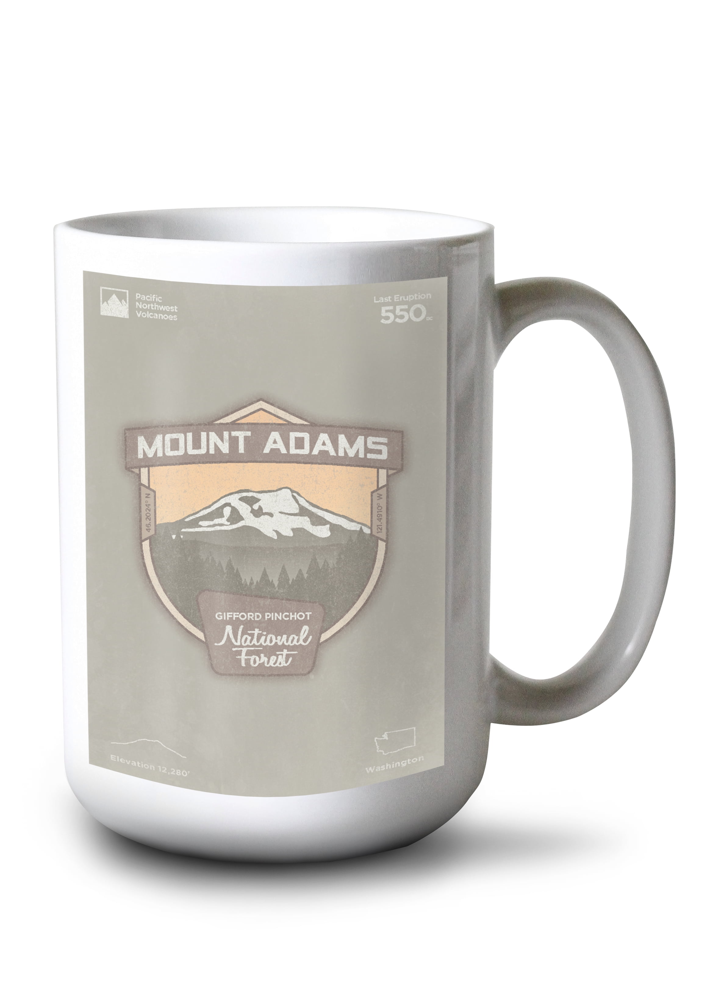 15 fl oz Ceramic Mug, Mount Adams, Washington, Pacific Northwest ...