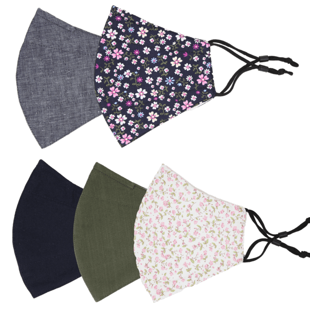 5 Pieces Reusable Face Mask Protect Comfy Washable Cover Cloth Masks ...