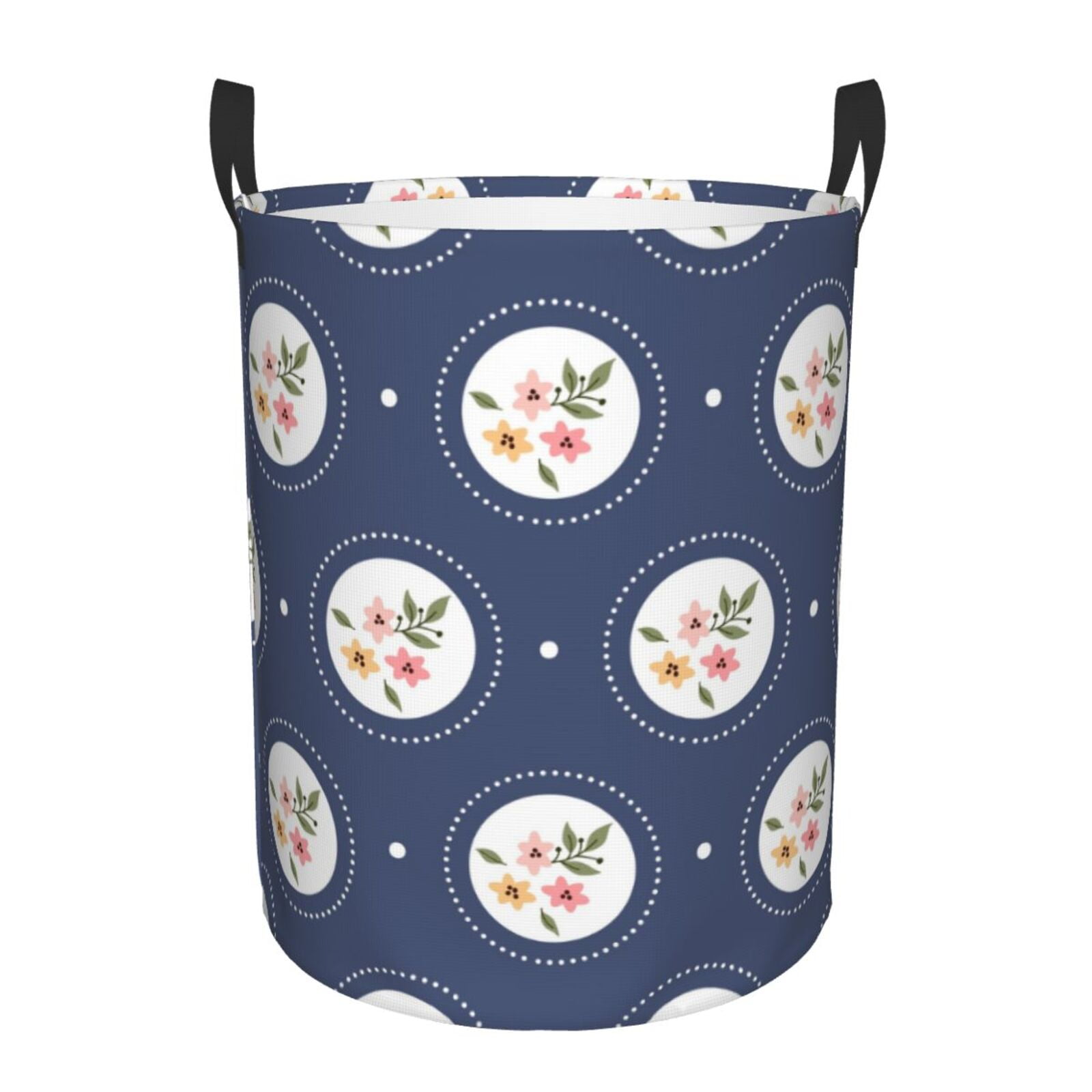 XMXT Collapsible Laundry Basket, Blue Floral Circle Print Waterproof ...