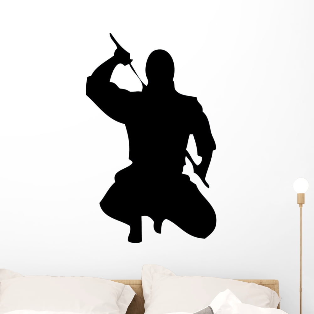 Samurai Silhouette Unsheathing His Wall Decal Sticker, Wallmonkeys Peel ...